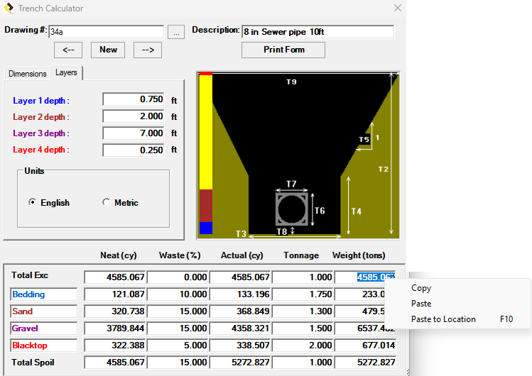 Pipe Trench Calculator