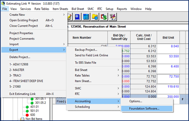 Estimating Link - Foundation Interface Setup