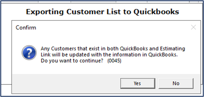 Estimating Link - QuickBooks Interface Setup