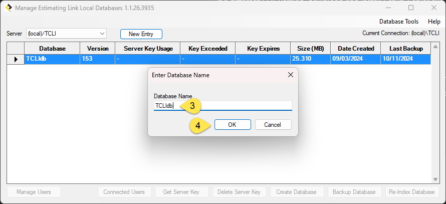 Moving Estimating Link database from one SQL server to another SQL Server