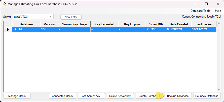 Moving Estimating Link database from one SQL server to another SQL Server