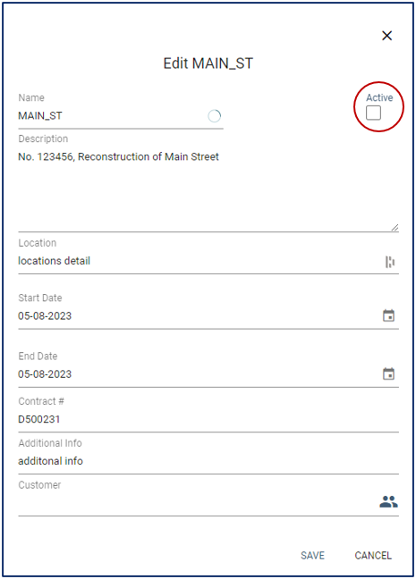 Active Projects vs Inactive Projects in Billing Link