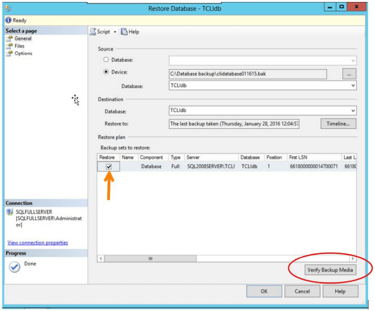 Moving Estimating Link database from one SQL server to another SQL Server