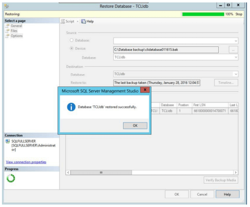 Moving Estimating Link database from one SQL server to another SQL Server